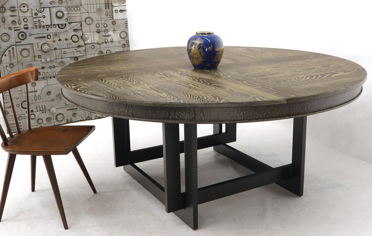 Large Oversize in Diameter Round Cerused Limed Oak Dining Table at ...