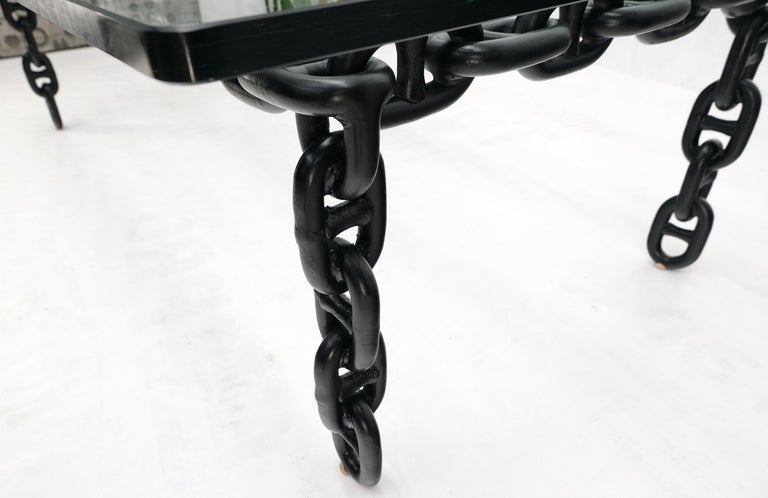 Large Oversize Fused Marine Chain Base Rectangle Coffee Table Thick ...