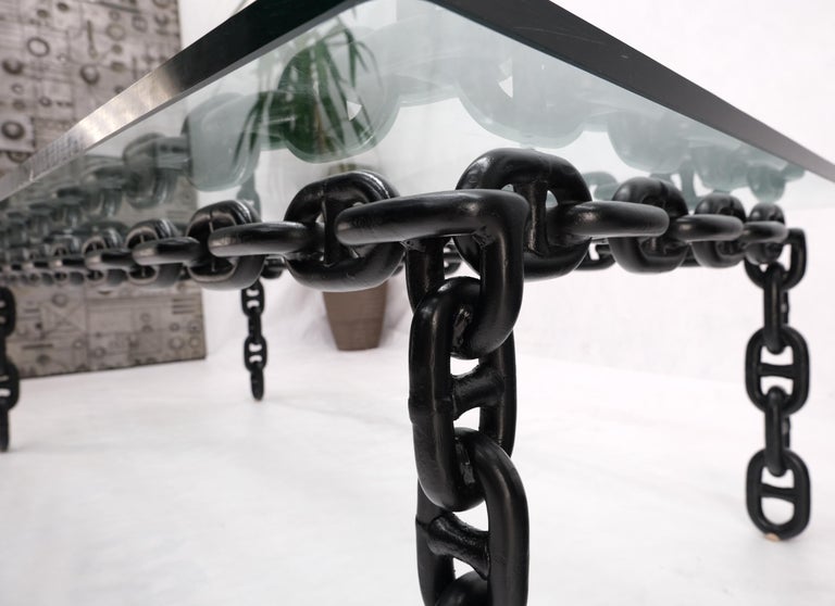 Large Oversize Fused Marine Chain Base Rectangle Coffee Table Thick ...