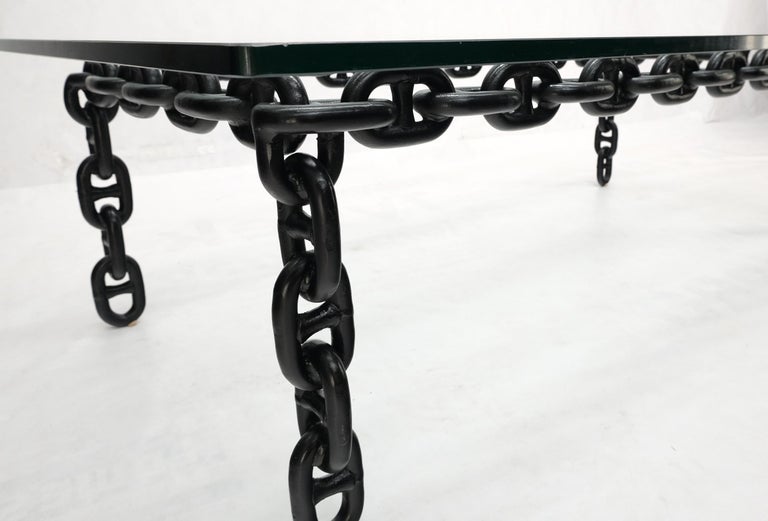 Large Oversize Fused Marine Chain Base Rectangle Coffee Table Thick ...