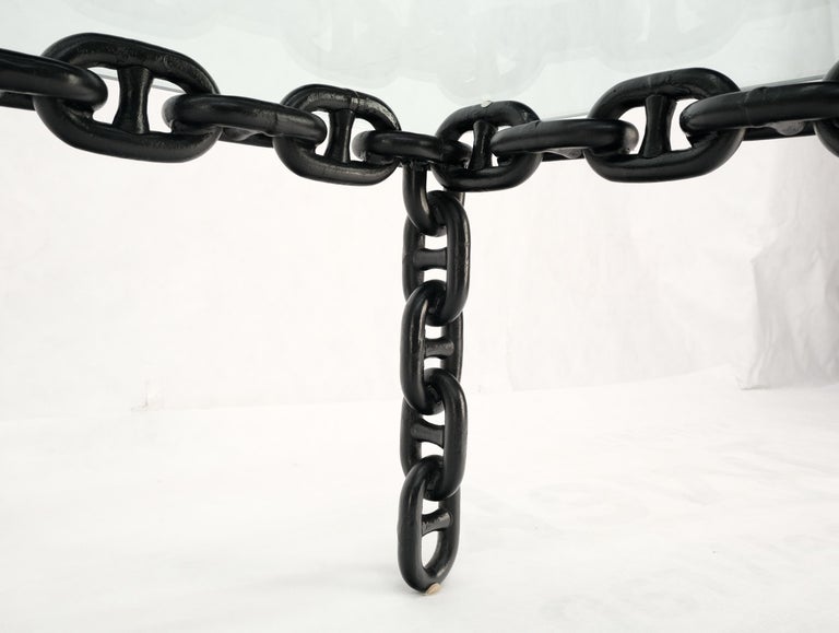 Large Oversize Fused Marine Chain Base Rectangle Coffee Table Thick ...