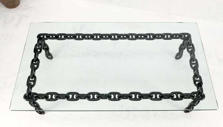 Large Oversize Fused Marine Chain Base Rectangle Coffee Table Thick ...