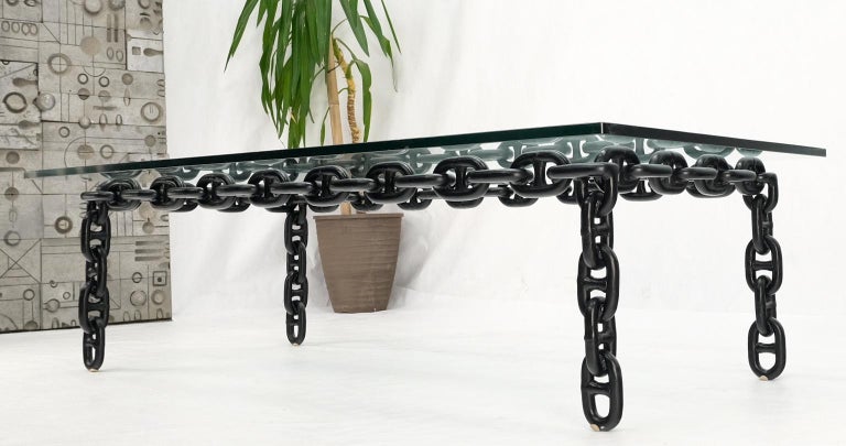 Large Oversize Fused Marine Chain Base Rectangle Coffee Table Thick ...