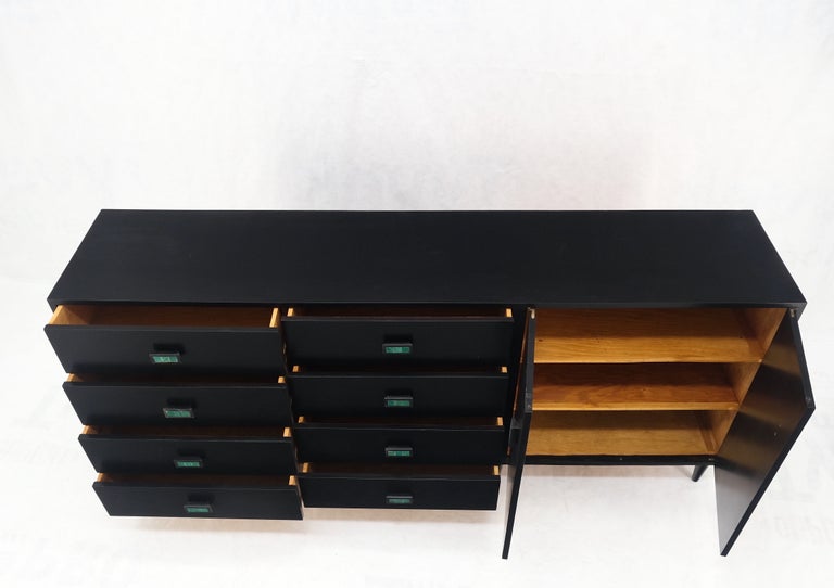 Large Oversize Long Ebonised Black Lacquer Credenza Chest Of Drawers ...