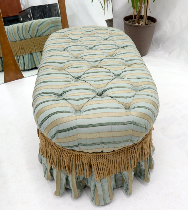 Large Oversize Oval Tufted Upholstery Ottoman Bench For Sale at 1stDibs