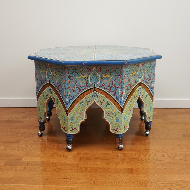 Large Paint Decorated Moroccan-Style Occasional Table For Sale at 1stDibs