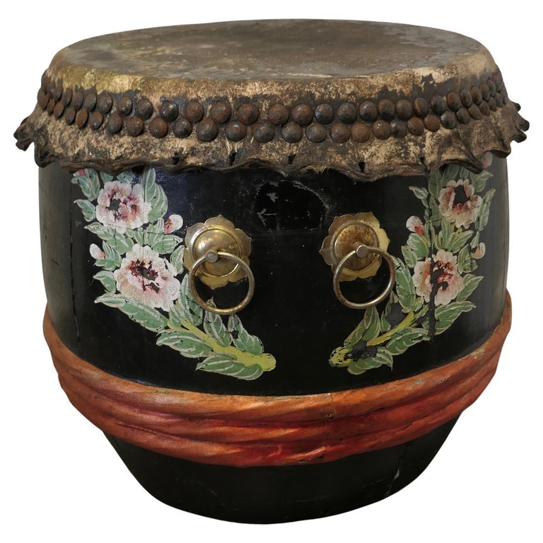 Large Painted Folk Art Drum This is a very bright and colourful piece ...