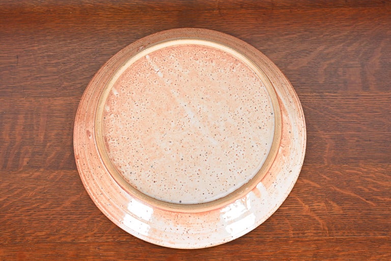 Large Painted Glazed Ceramic Studio Pottery Platter or Shallow Bowl For ...
