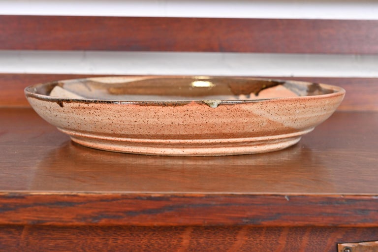 Large Painted Glazed Ceramic Studio Pottery Shallow Bowl For Sale at ...