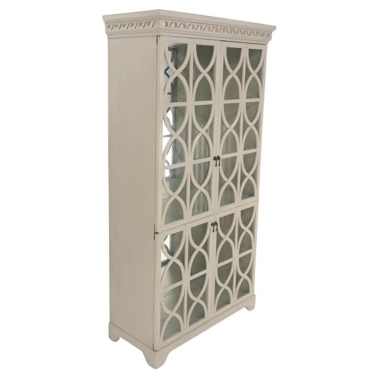 Large Painted Mirrored Decorative Double Door Cabinet Cupboard Vitrine ...