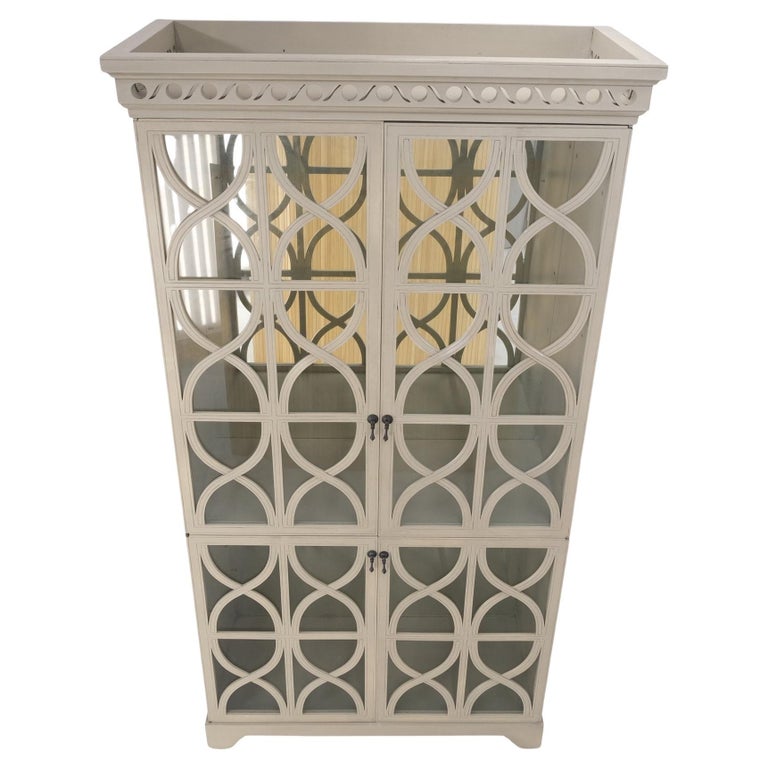 Large Painted Mirrored Decorative Double Door Cabinet Cupboard Vitrine ...