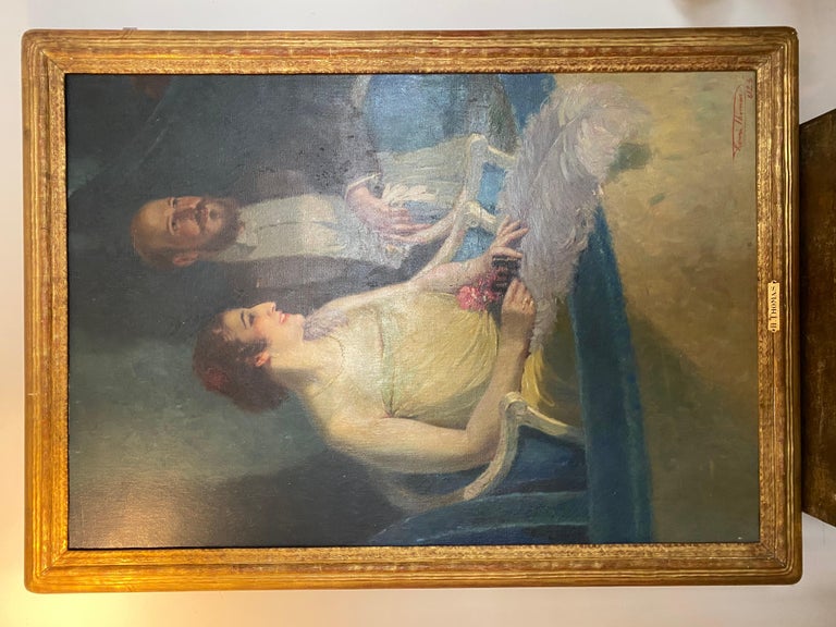 Large Painting by Henri Joseph Thomas "At the Theater" For Sale at 1stDibs
