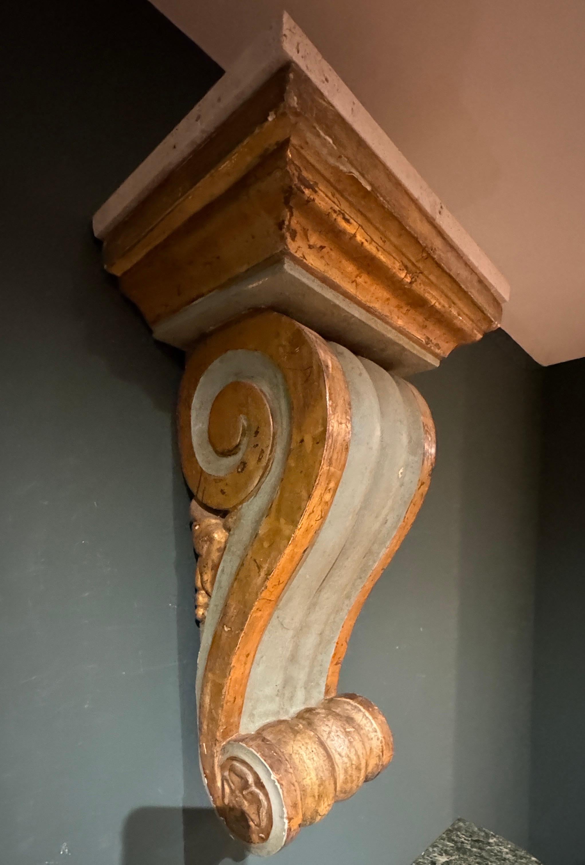 Large pair 18th century Italian carved wood wall brackets For Sale at ...
