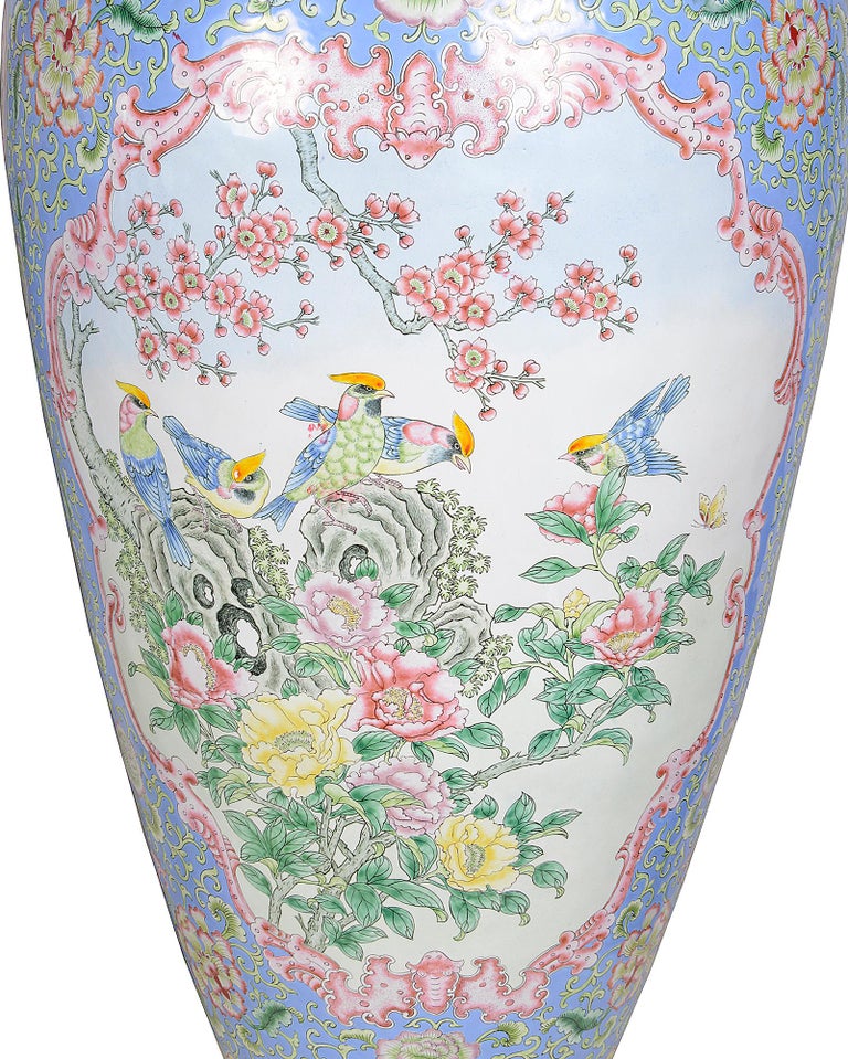 Large Pair Canton Enamel Vases, circa 1900 For Sale at 1stDibs