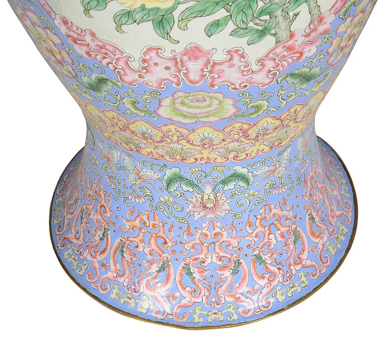 Large Pair Canton Enamel Vases, circa 1900 For Sale at 1stDibs