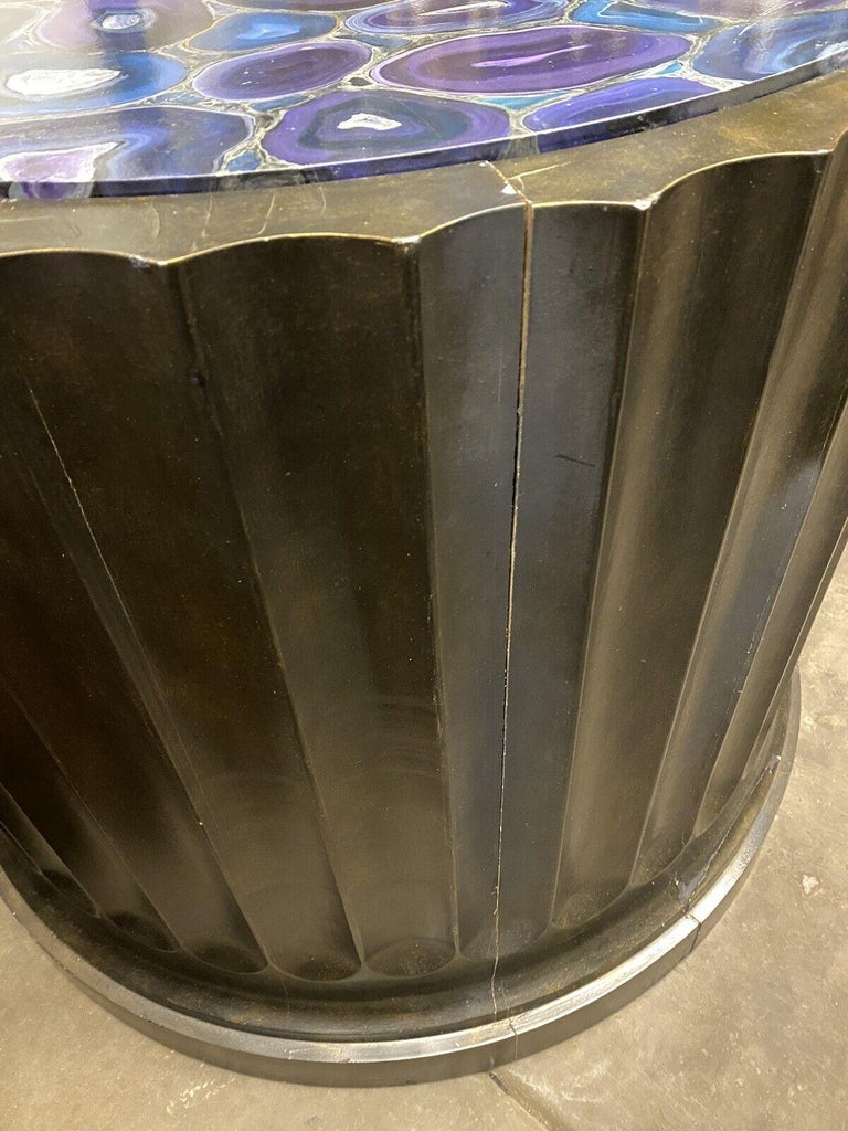 Large Pair Custom Fluted Column Pedestal Stand Painted Faux Purple ...