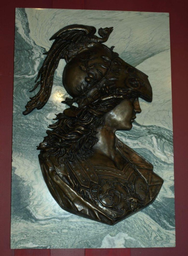 Large Pair of Emile Pinedo of Portrait Medallions on Marble Plaques For ...