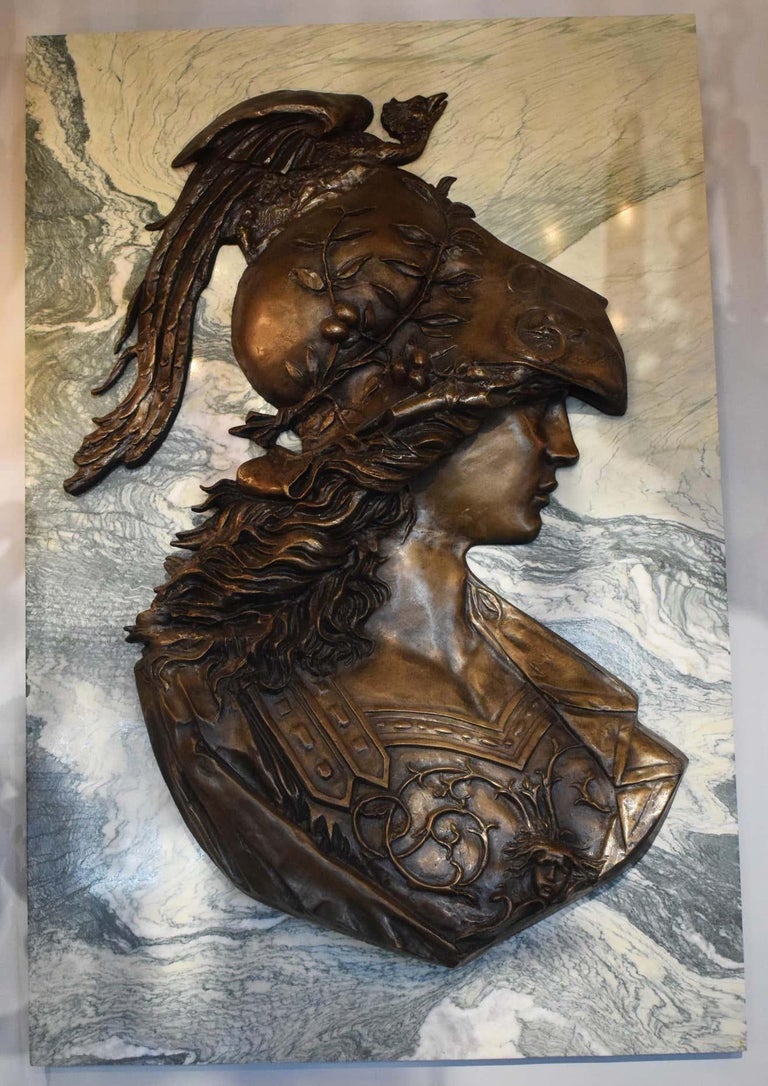 Large Pair of Emile Pinedo of Portrait Medallions on Marble Plaques For ...