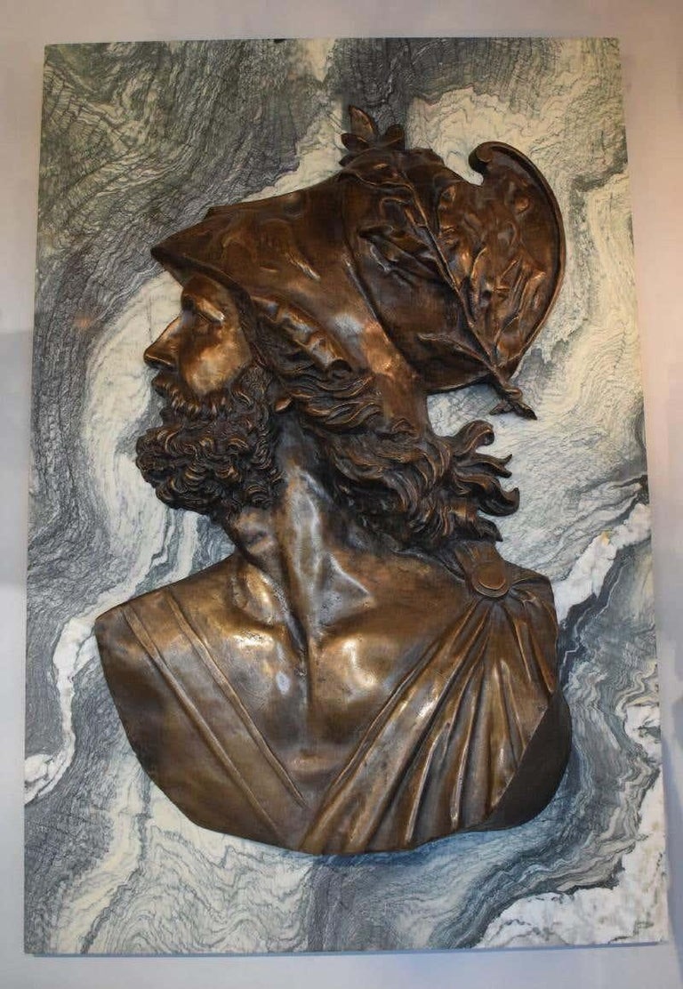 Large Pair of Emile Pinedo of Portrait Medallions on Marble Plaques For ...