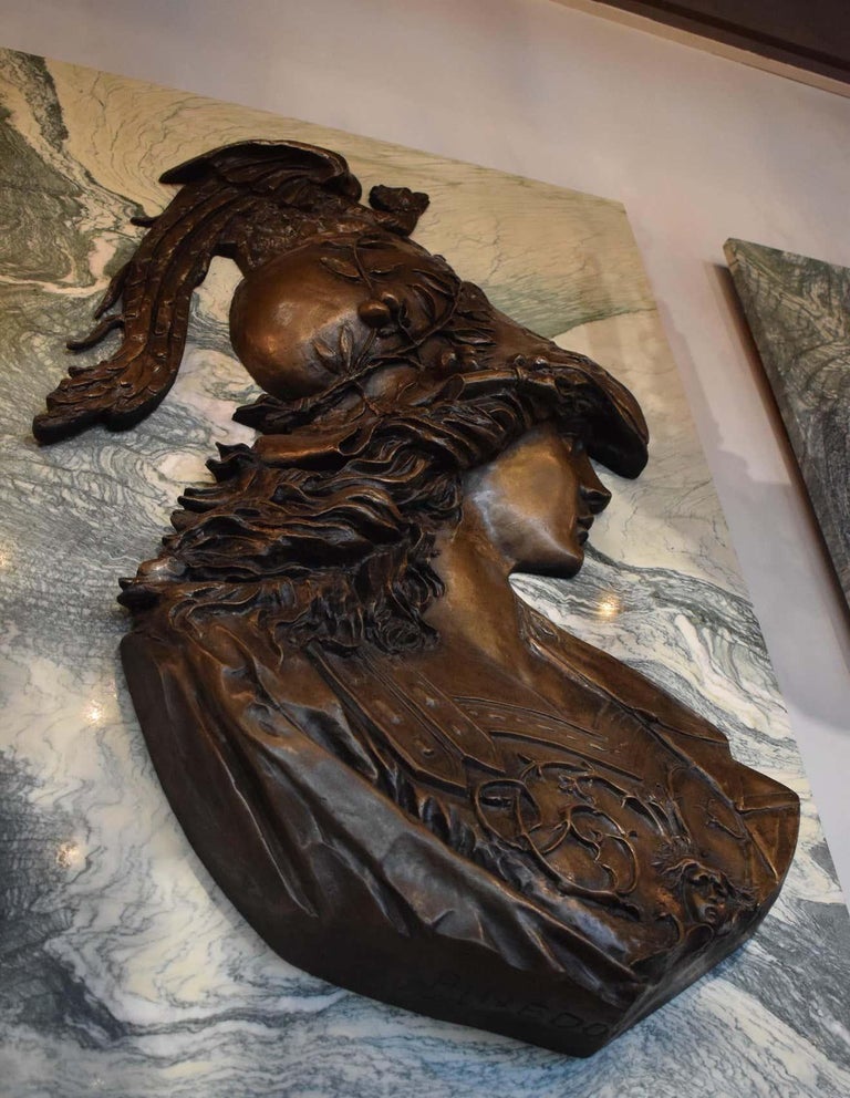 Large Pair of Emile Pinedo of Portrait Medallions on Marble Plaques For ...