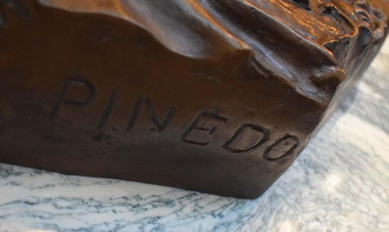 Large Pair of Emile Pinedo of Portrait Medallions on Marble Plaques For ...