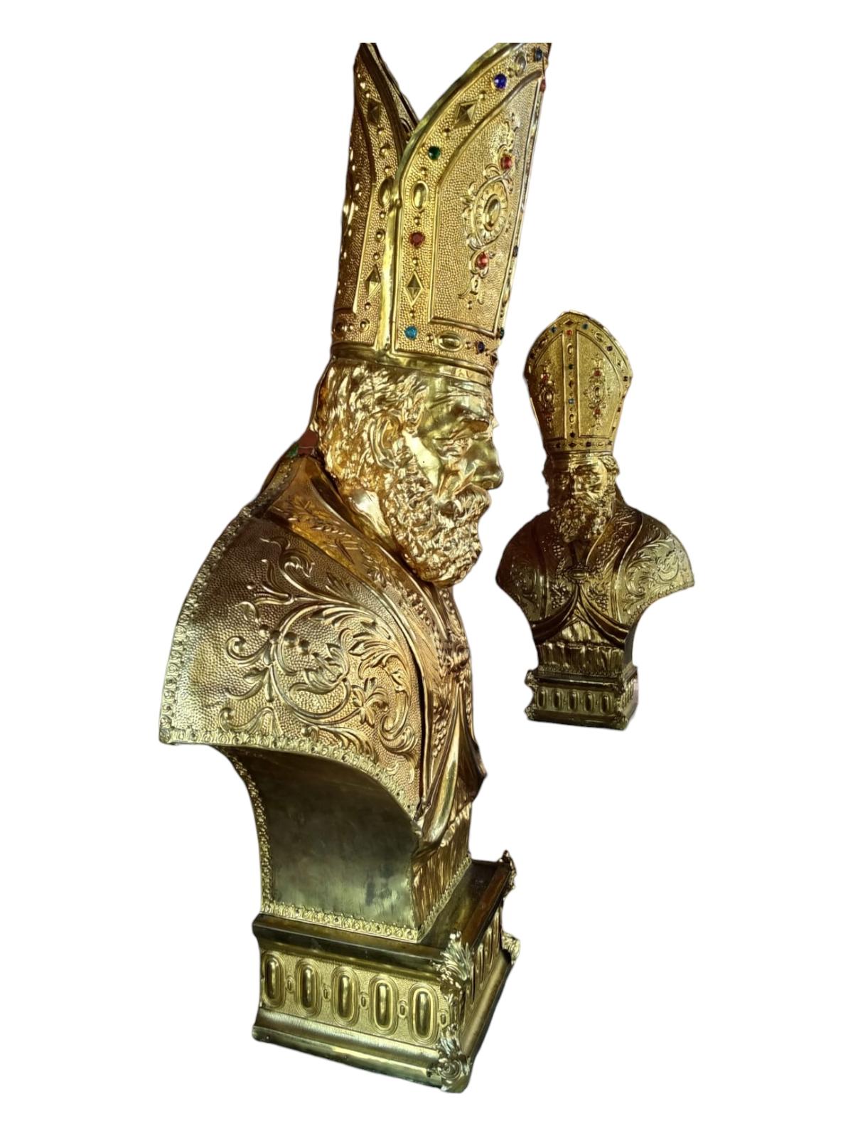 Large Pair Hand-Hammered Antique Brass Sculptures of a Bishops Italy ...