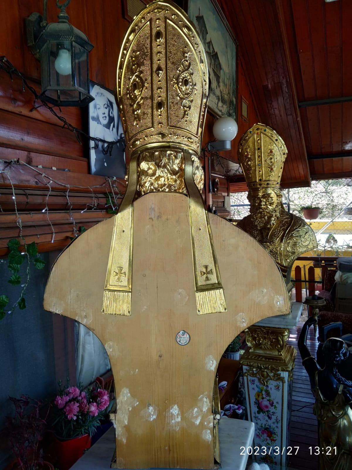 Large Pair Hand-Hammered Antique Brass Sculptures of a Bishops Italy ...