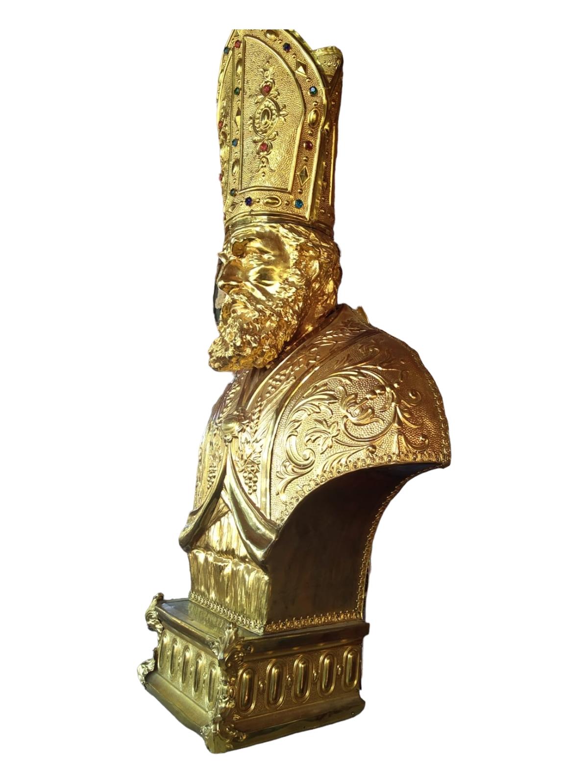 Large Pair Hand-Hammered Antique Brass Sculptures of a Bishops Italy ...