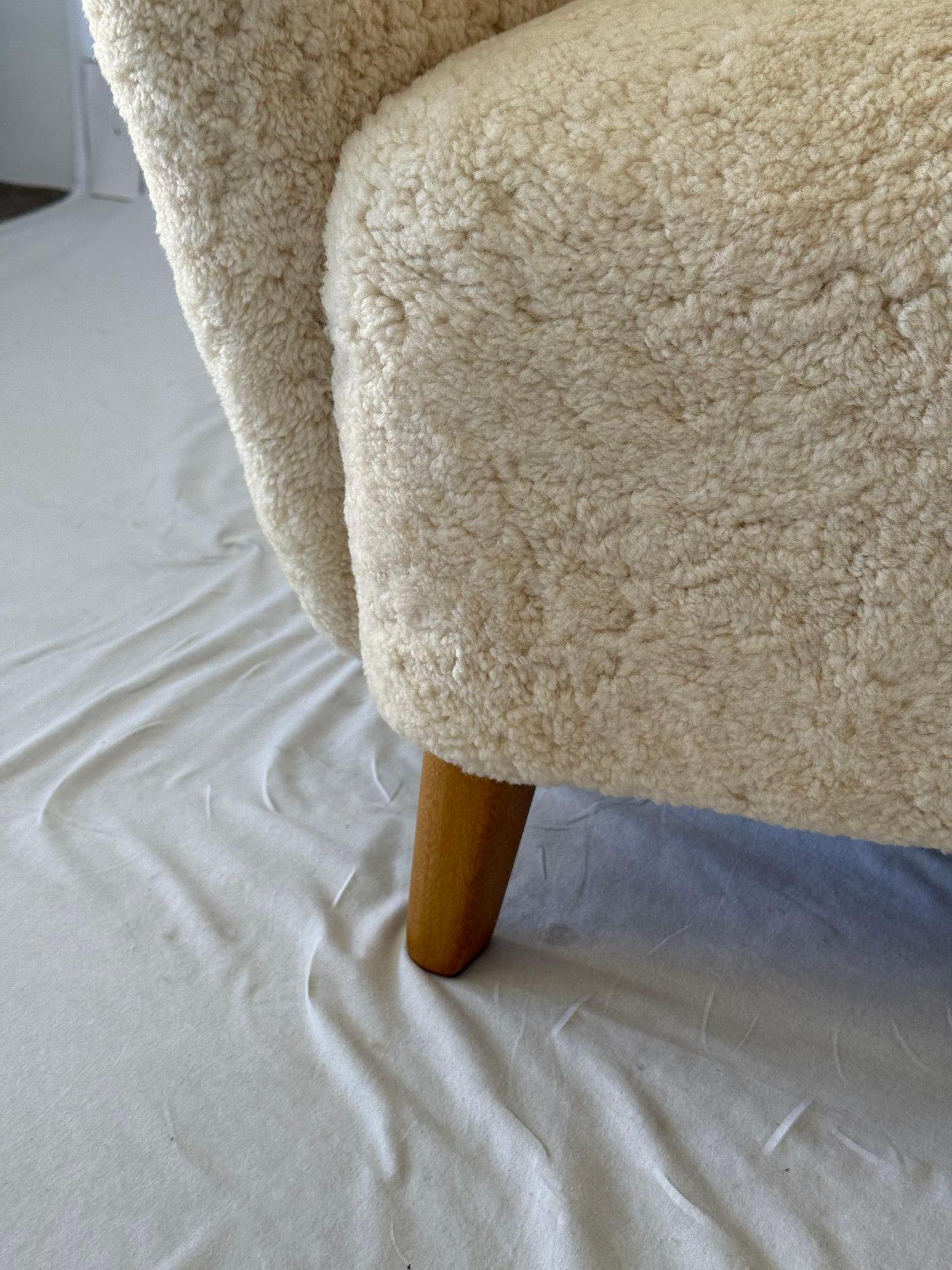 Large Pair of 1940's Scandinavian Sheepskin / Shearling Lounge Chairs ...