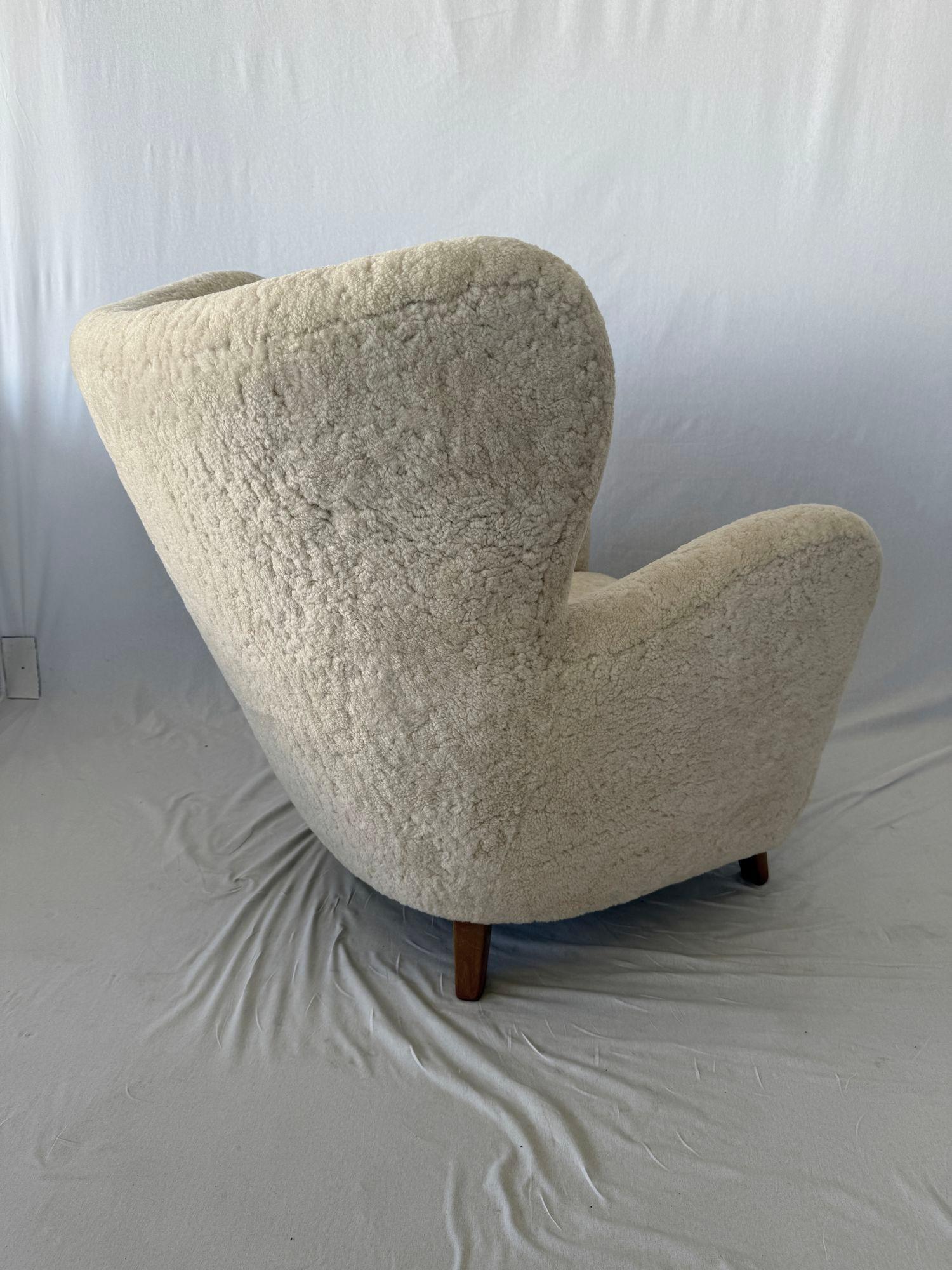 Large Pair of 1940's Scandinavian Sheepskin / Shearling Lounge Chairs ...
