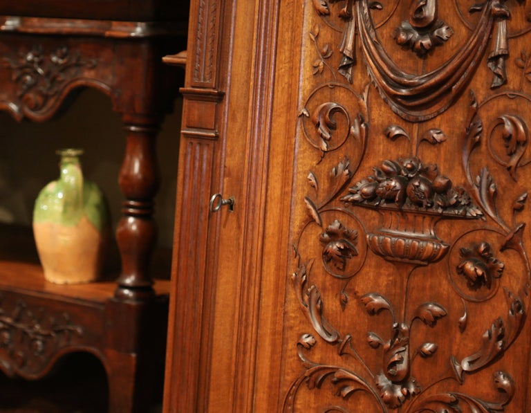 Large Pair of 19th Century French Carved Walnut Cabinet Doors with Lock ...