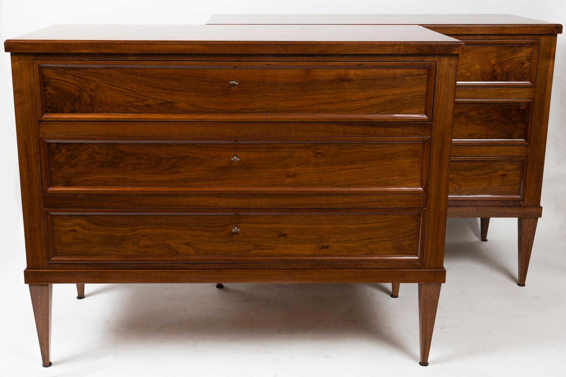 Large Pair of 19th Century Italian Neoclassic Style Walnut Chests at ...