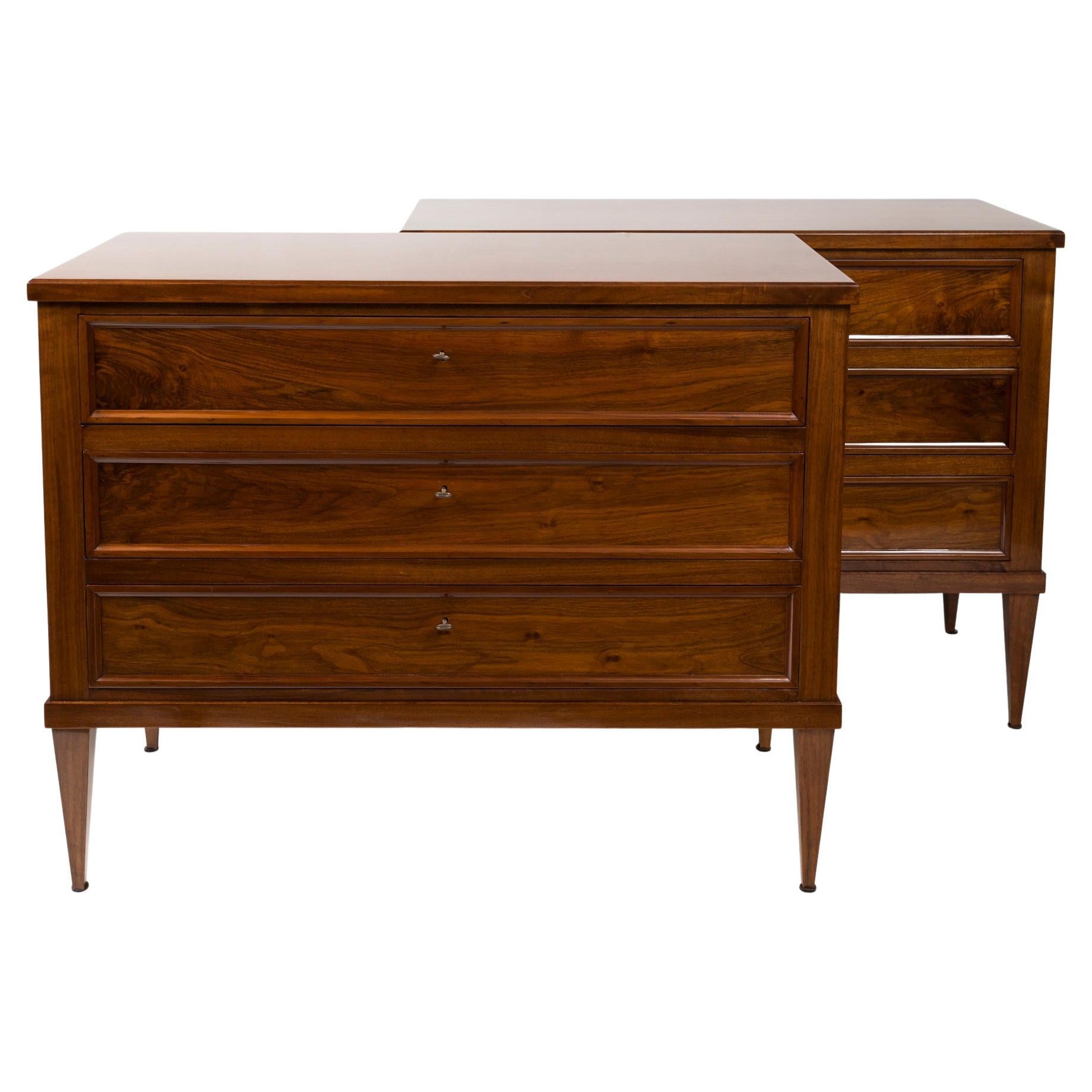 Large Pair of 19th Century Italian Neoclassic Style Walnut Chests at ...