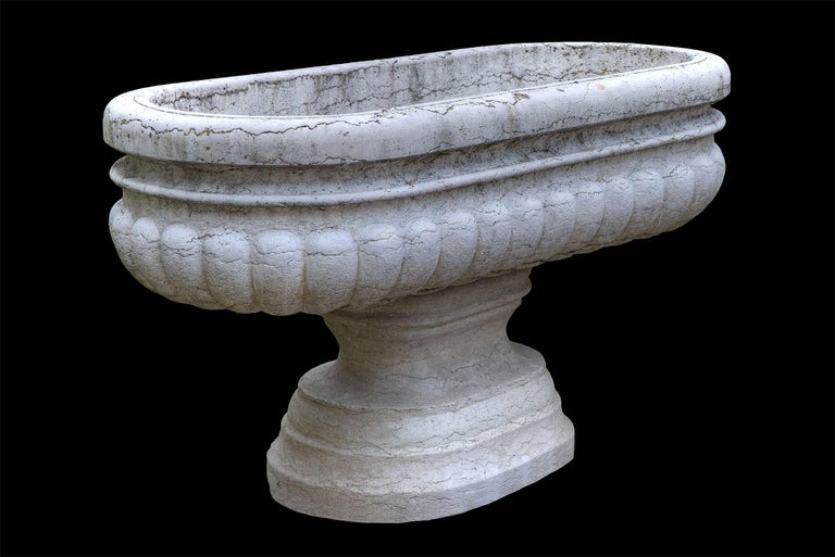 Large Pair of Antique Carved "Istria" Stone Vases For Sale at 1stDibs