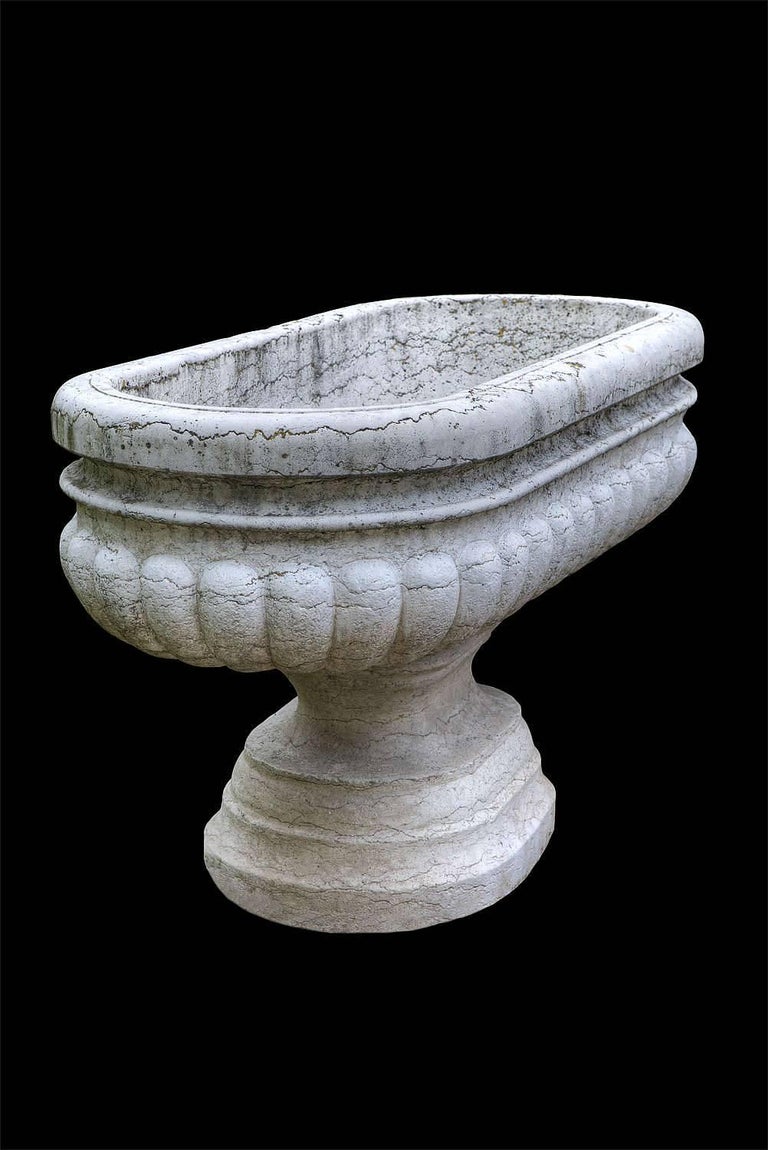 Large Pair of Antique Carved "Istria" Stone Vases For Sale at 1stDibs
