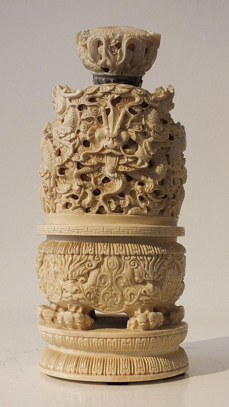 Large Pair of Antique Chinese Hand-Carved Ivory Emperor and Empress ...