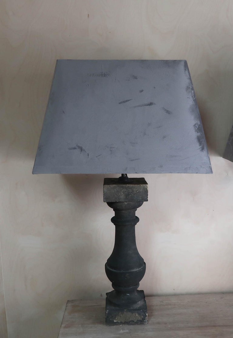 Large Pair of Antique Sandstone Balustrade Table Lamps For Sale at 1stDibs