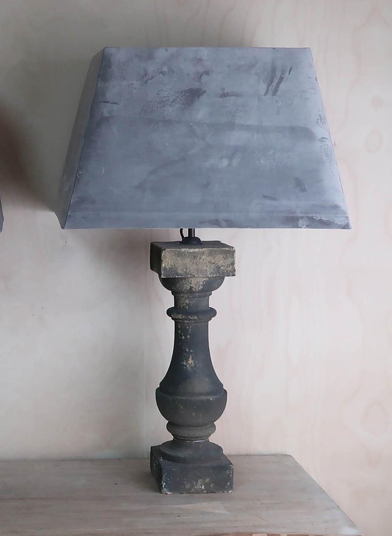 Large Pair of Antique Sandstone Balustrade Table Lamps For Sale at 1stDibs