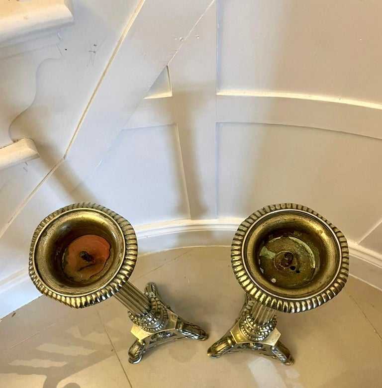 Large Pair of Antique Victorian Quality Brass Candlesticks For Sale at ...