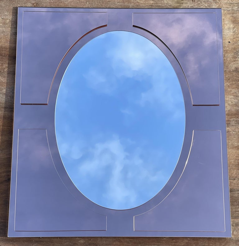 Large Pair of Art Deco Amber Peach Bevelled Wall Mirrors Stunning Glass ...