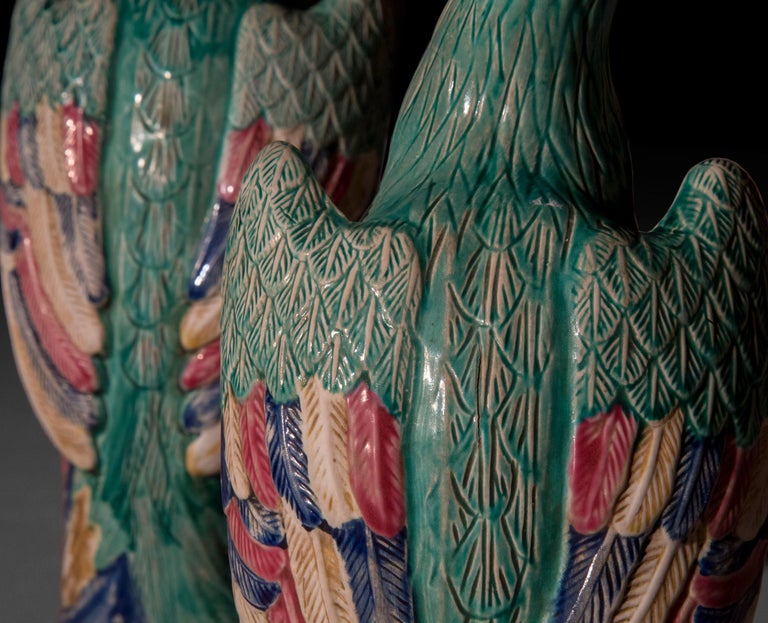 Large Pair of Chinese Porcelain Phoenix Birds For Sale at 1stDibs