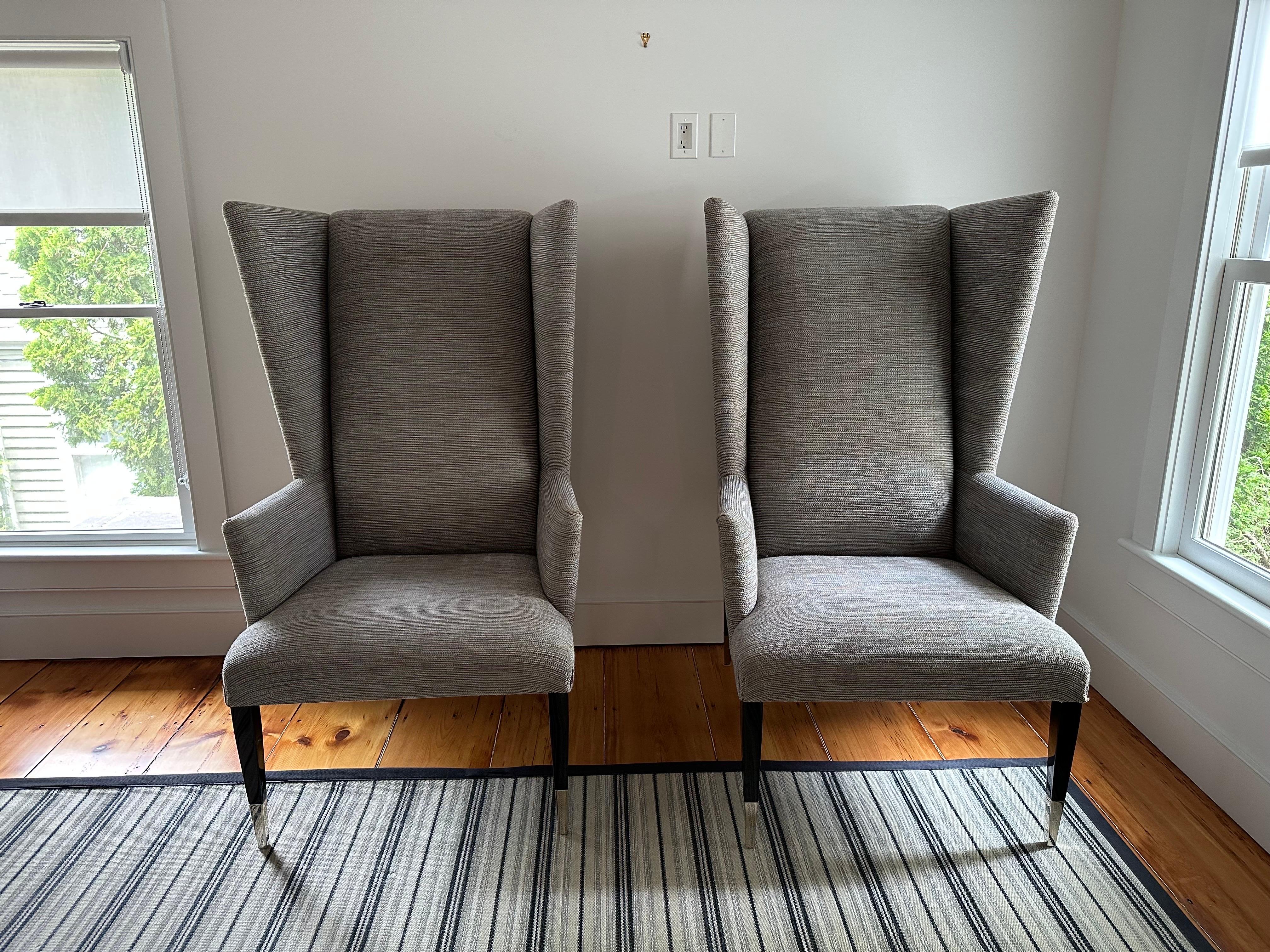 Large Pair of Contemporary Wingback Chairs by J. Robert Scott For Sale ...