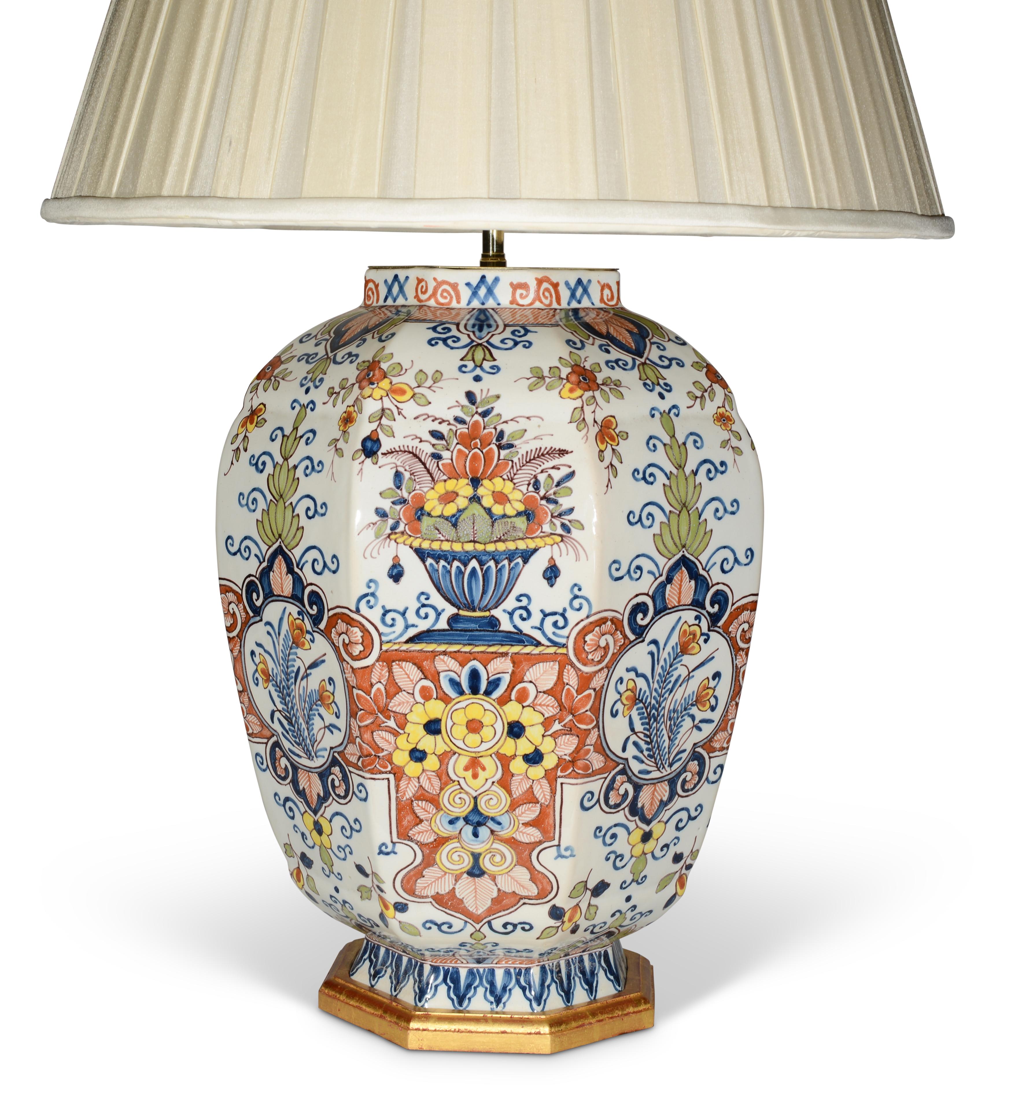 Large Pair of Dutch Delft Table Lamps For Sale at 1stDibs