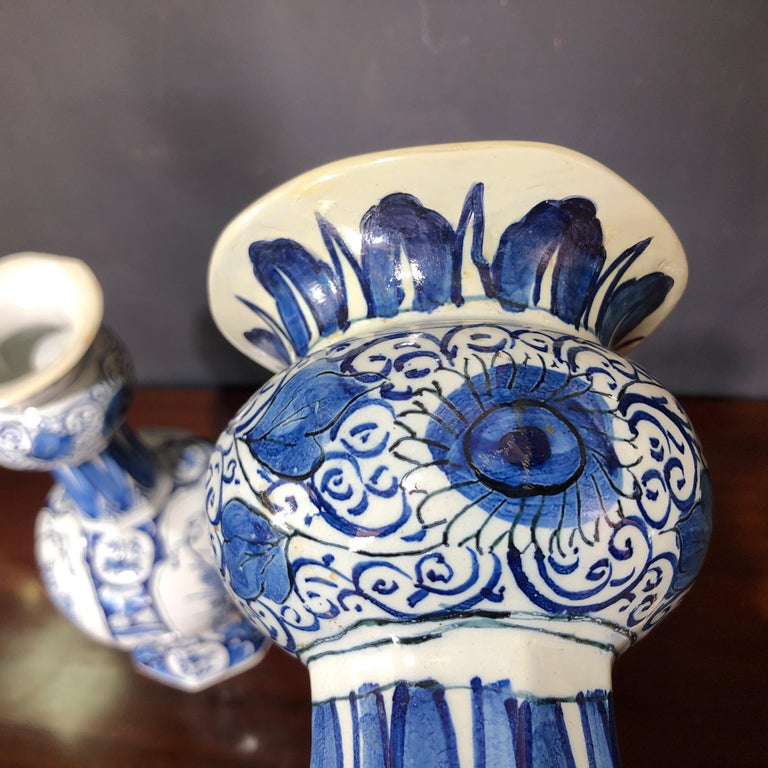 Large Pair of Dutch Delft Vases, Early 18th Century at 1stDibs