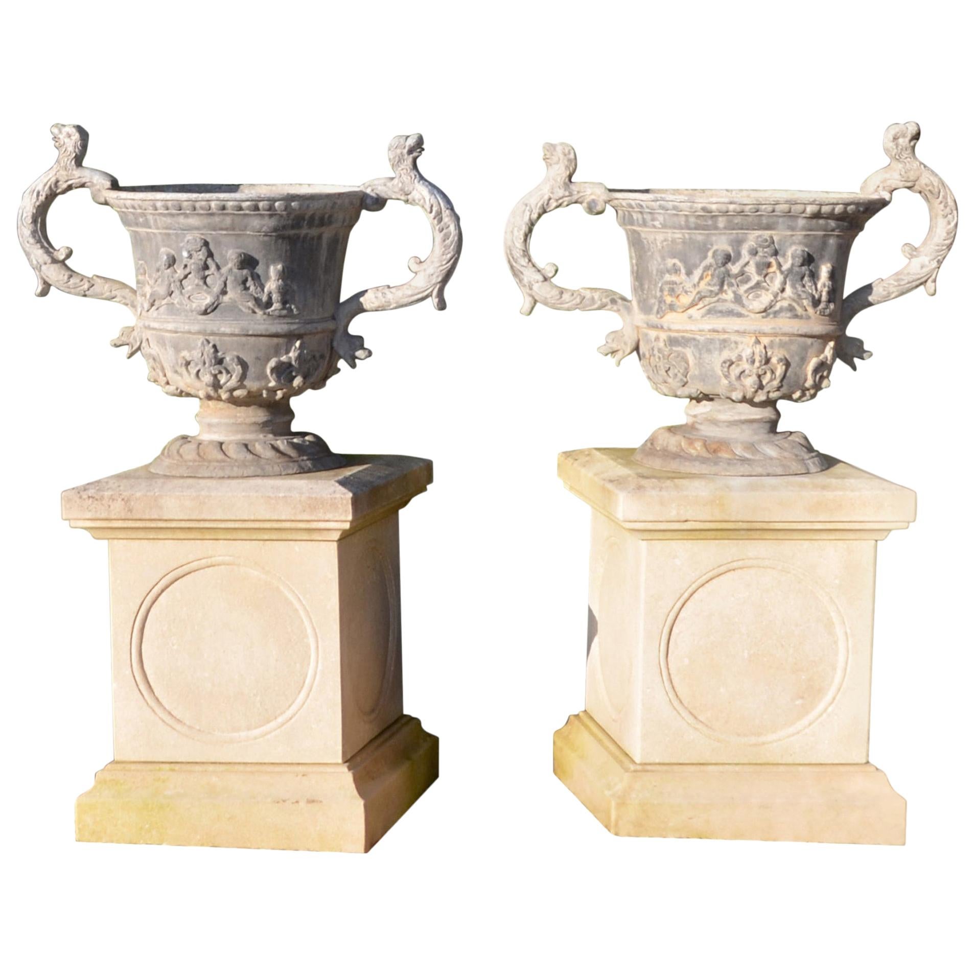 Neo-Classical Lead Urns at 1stDibs