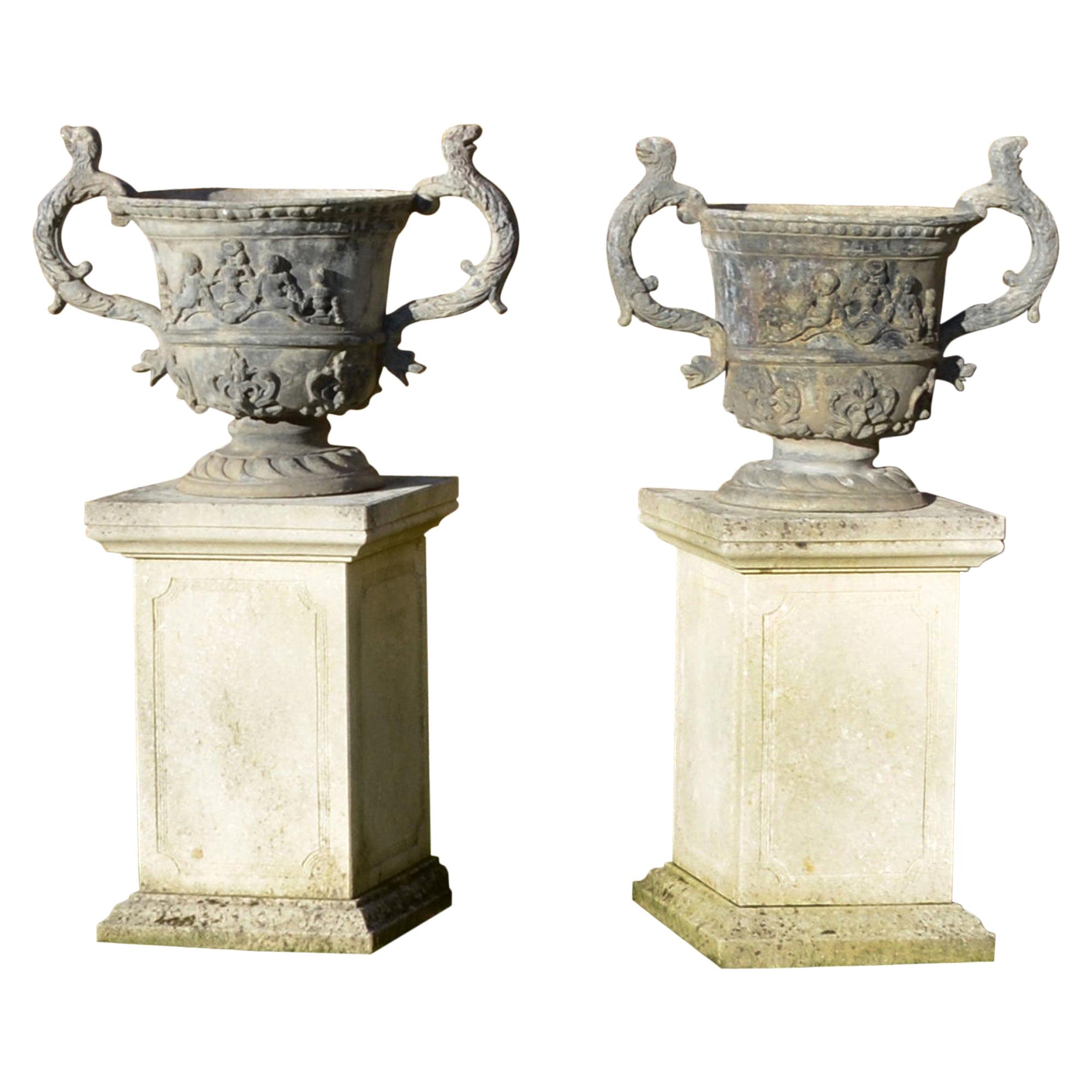 Neo-Classical Lead Urns at 1stDibs