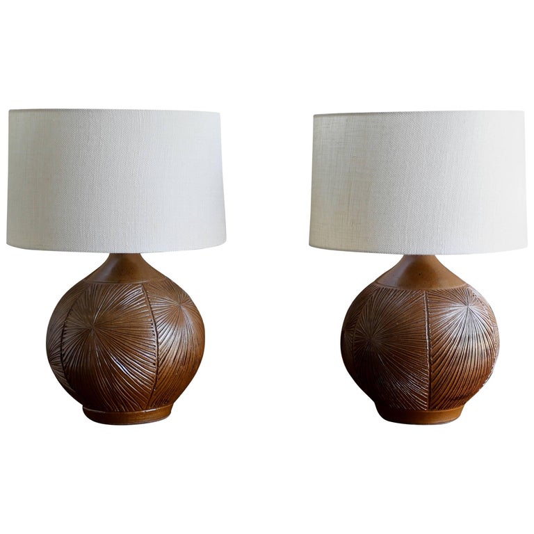 Large Pair of Earthgender Lamps by David Cressey and Robert Maxwell at ...