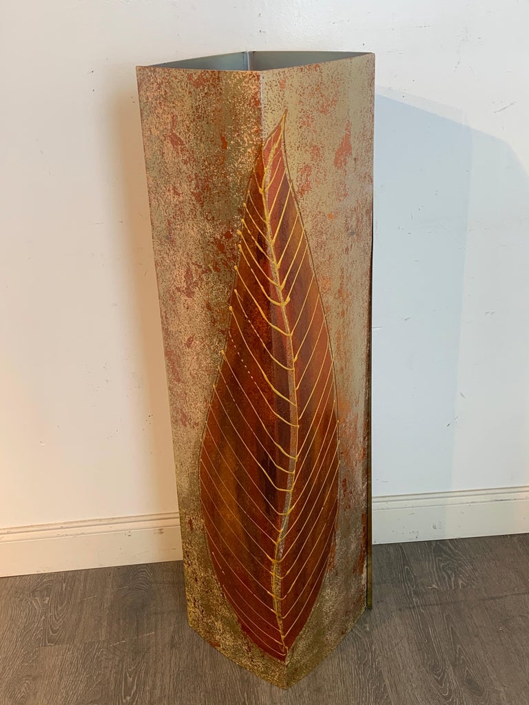 Large Pair of Enameled Palm Leaf Triangular Panels, by the Evans Design ...