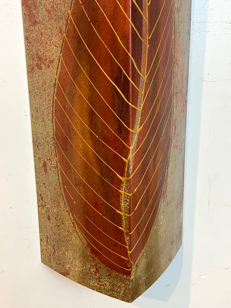 Large Pair of Enameled Palm Leaf Triangular Panels, by the Evans Design ...