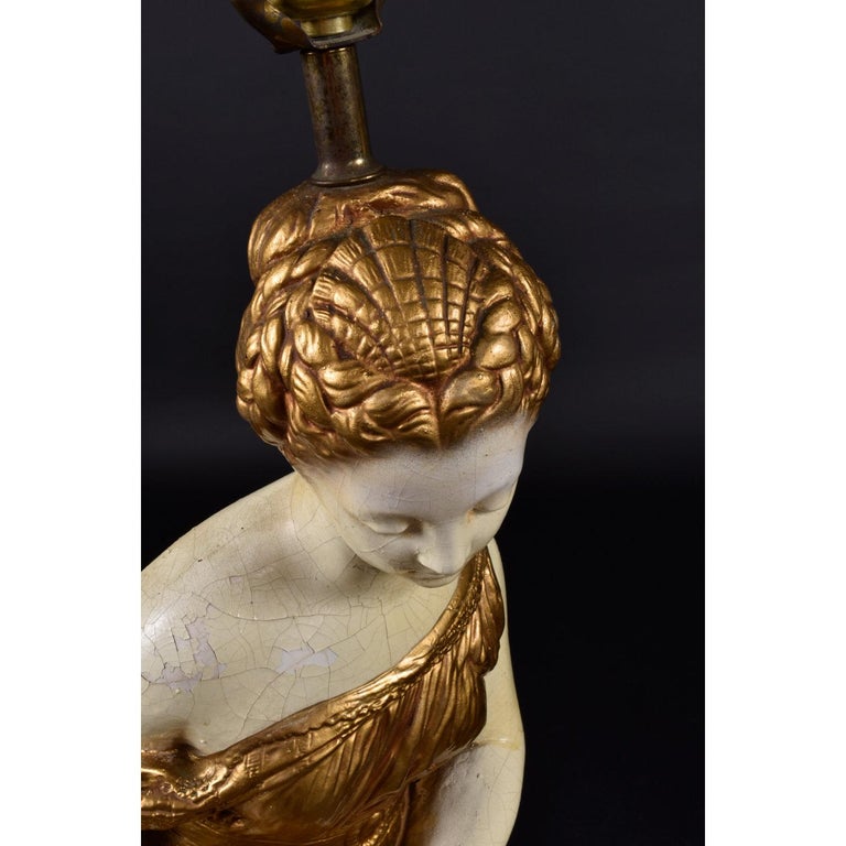 Large Pair of Florence Art 1968 Ancient Greek Roman Women Lamps at ...